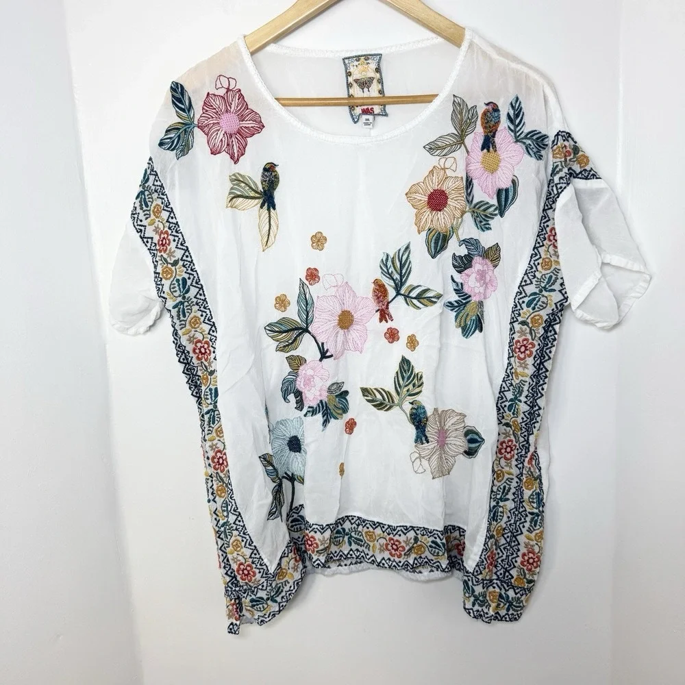 Johnny Was | Tops | Johnny Was Mariafe Embroidered Blouse Tunic Top Xxl ...